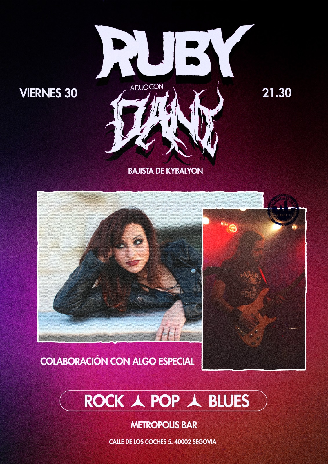 Concierto Ruby a Duo con Dani en Metropolis - Eventos de Segovia