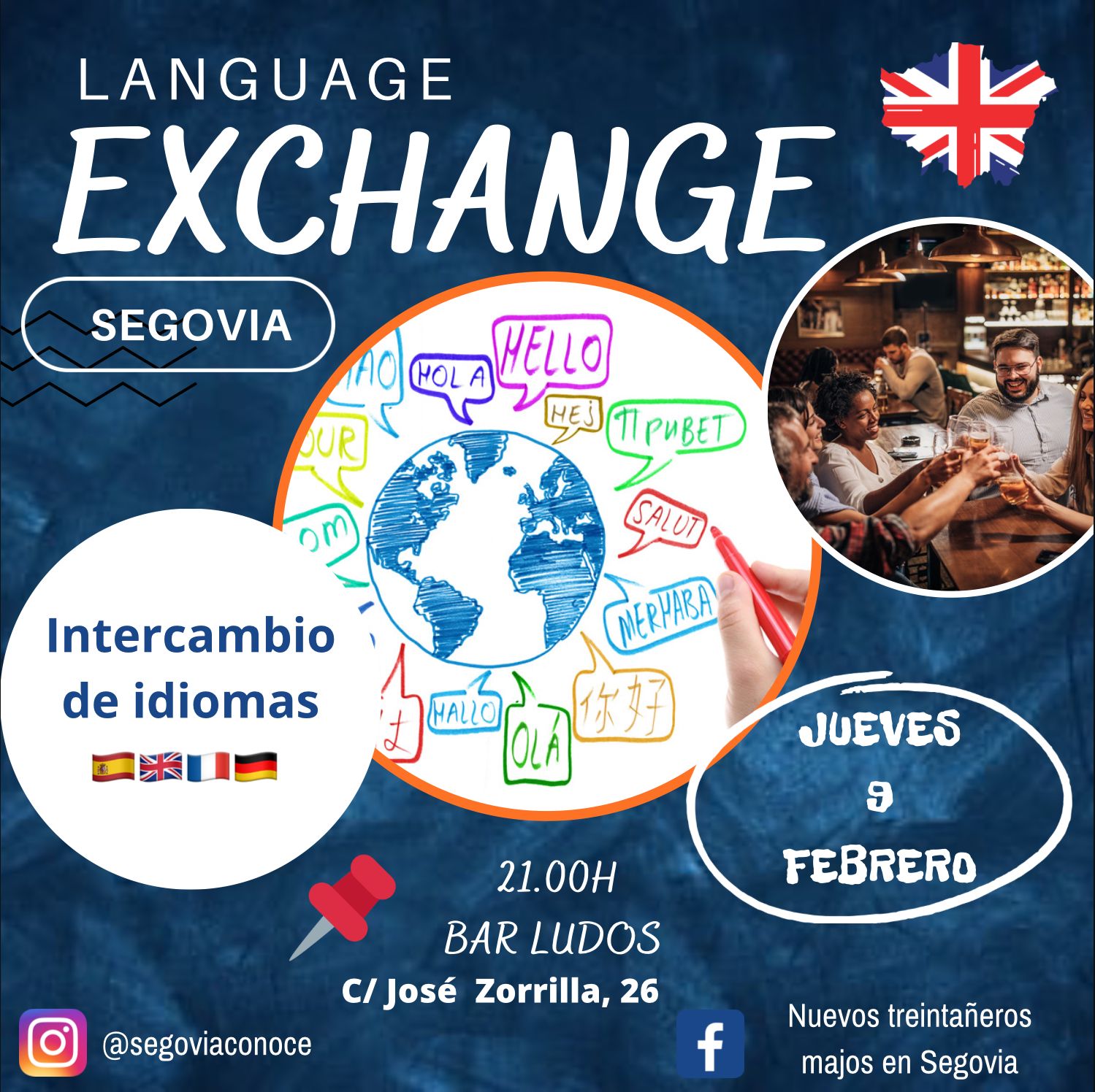 Intercambio de Idiomas - Bar Ludos - Eventos de Segovia