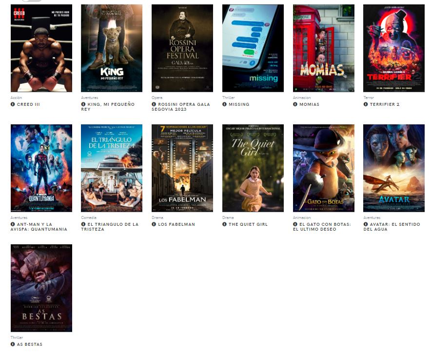 Cartelera Cines Artesiete - Eventos de Segovia