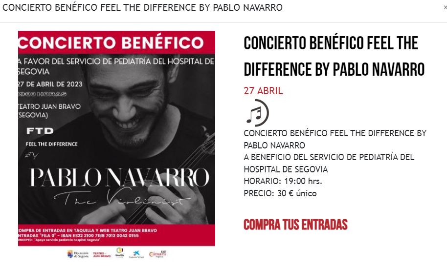 Concierto benéfico Feel The Difference de Pablo Navarro - Eventos de ...
