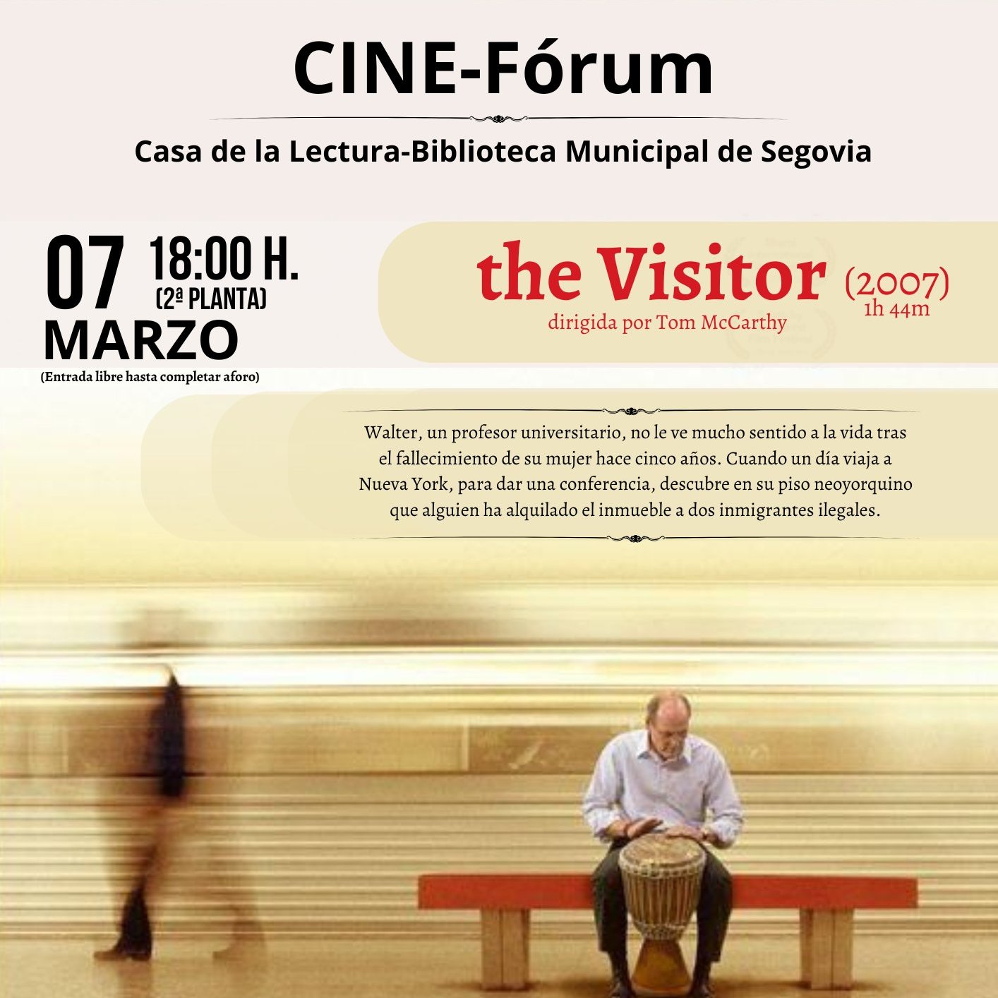 Cine Forum The visitor en Casa de la Lectura - Eventos de Segovia
