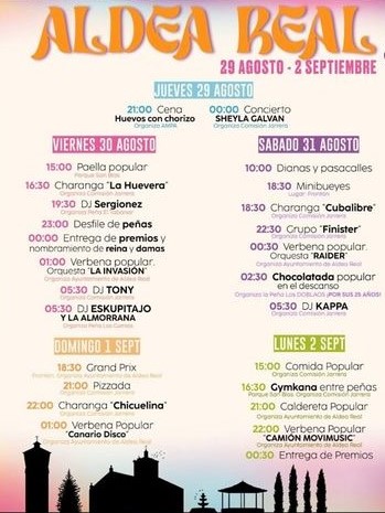 Fiestas 2024 en Aldea Real - Eventos de Segovia