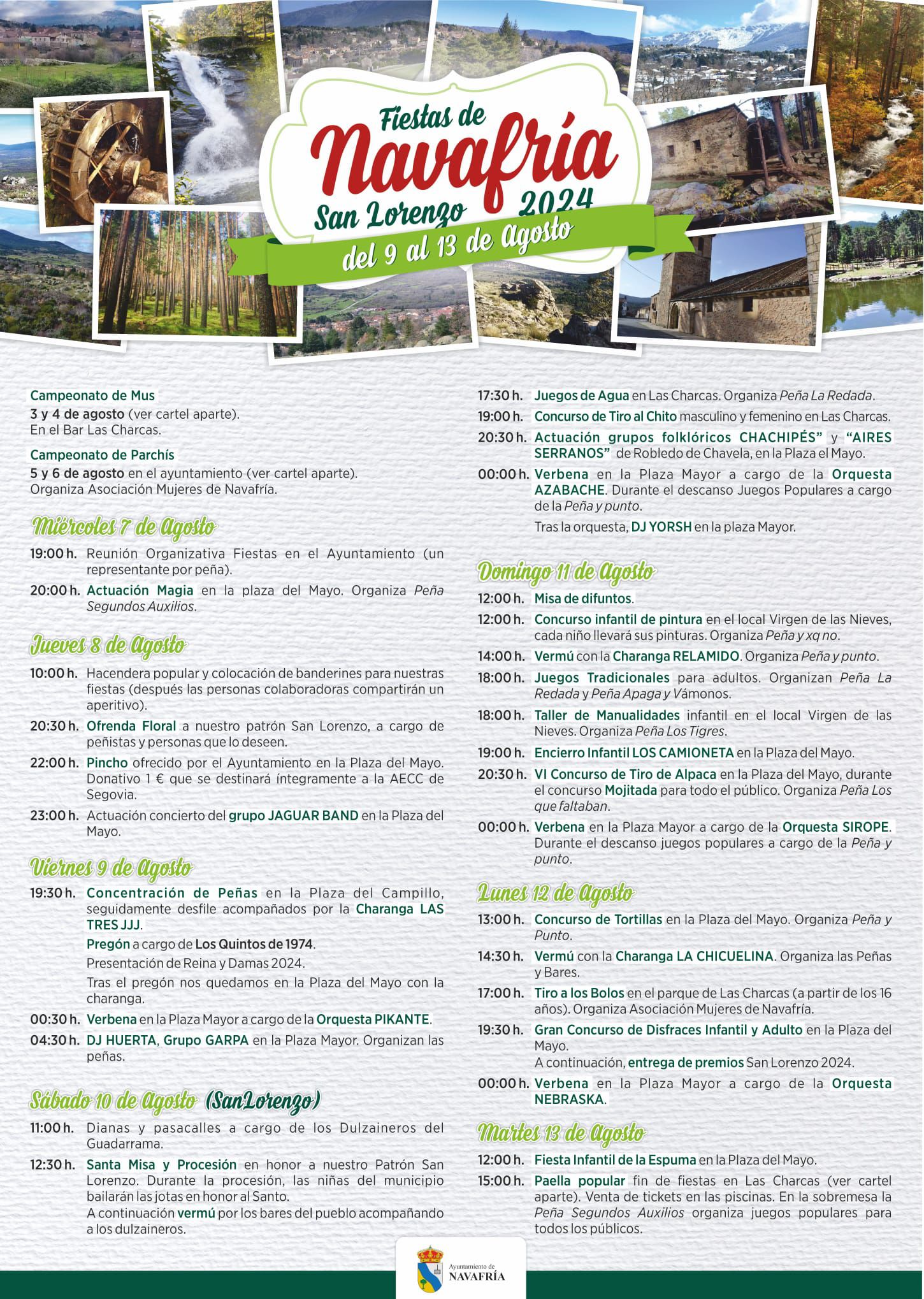 Fiestas de Navafría 2024 - San Lorenzo - Eventos de Segovia