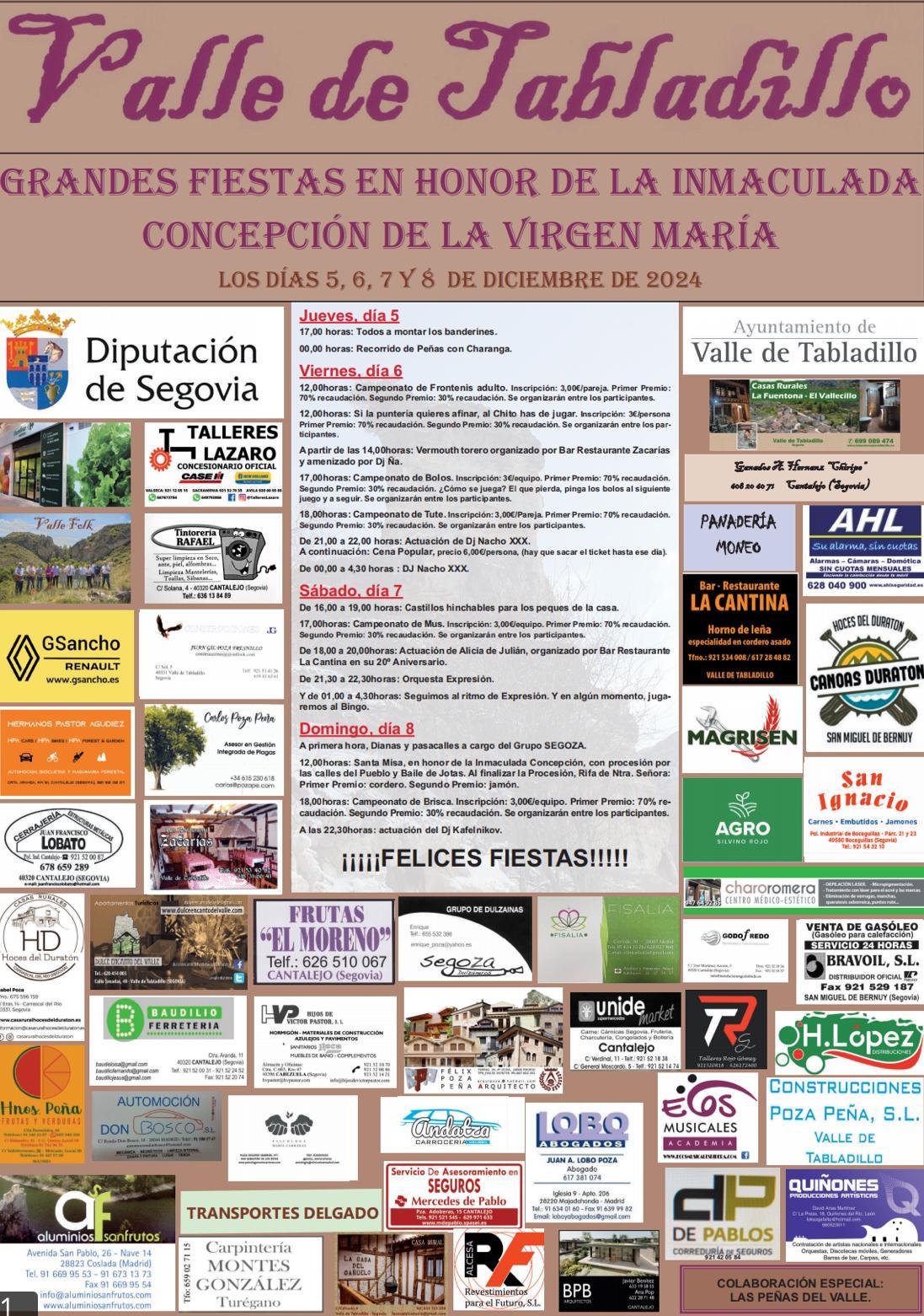 Fiestas de la Inmaculada Concepción 2024 en el Valle de Tabladillo ...