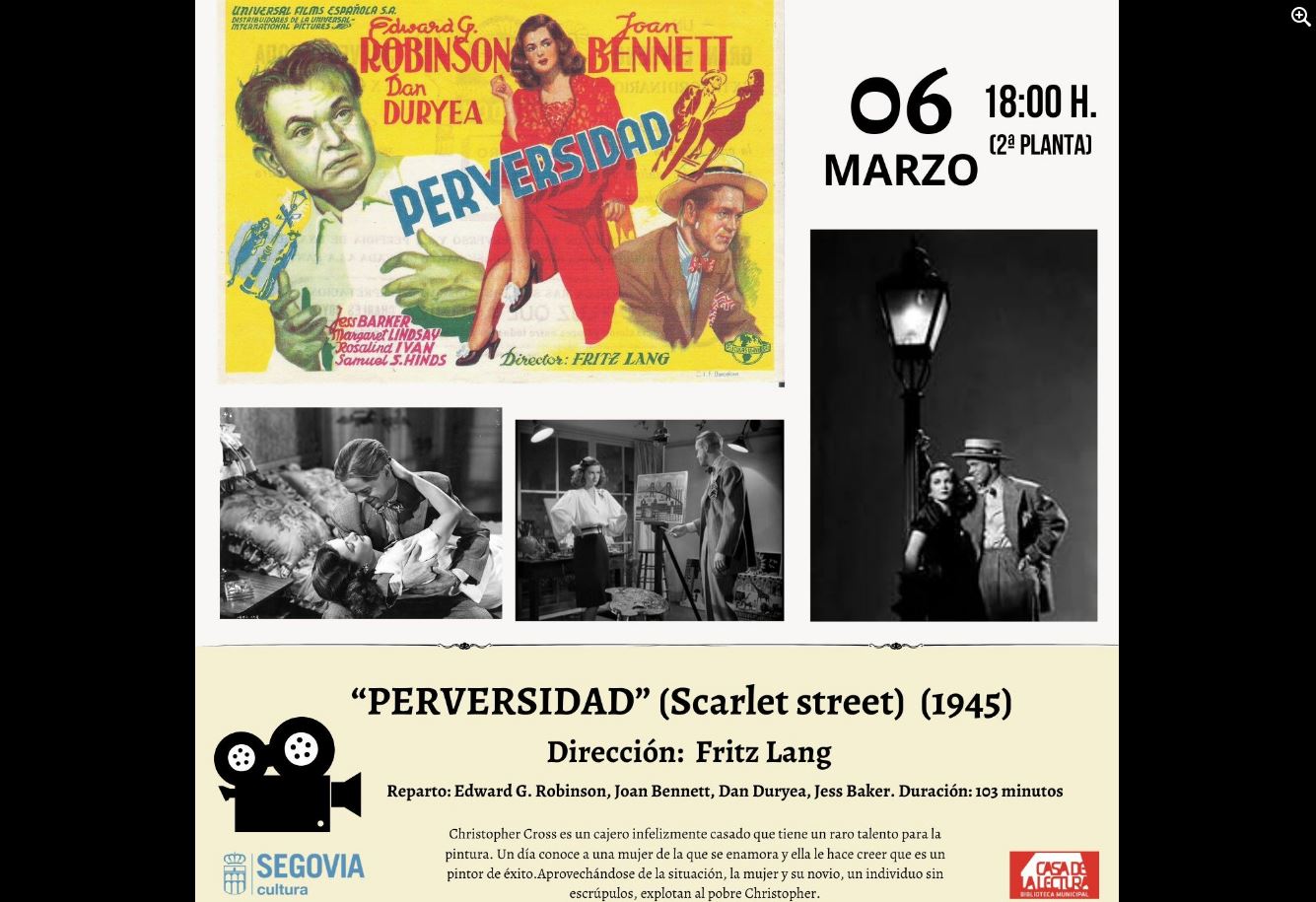 Cine clásico 'Perversidad' en Casa de la Lectura - Eventos de Segovia