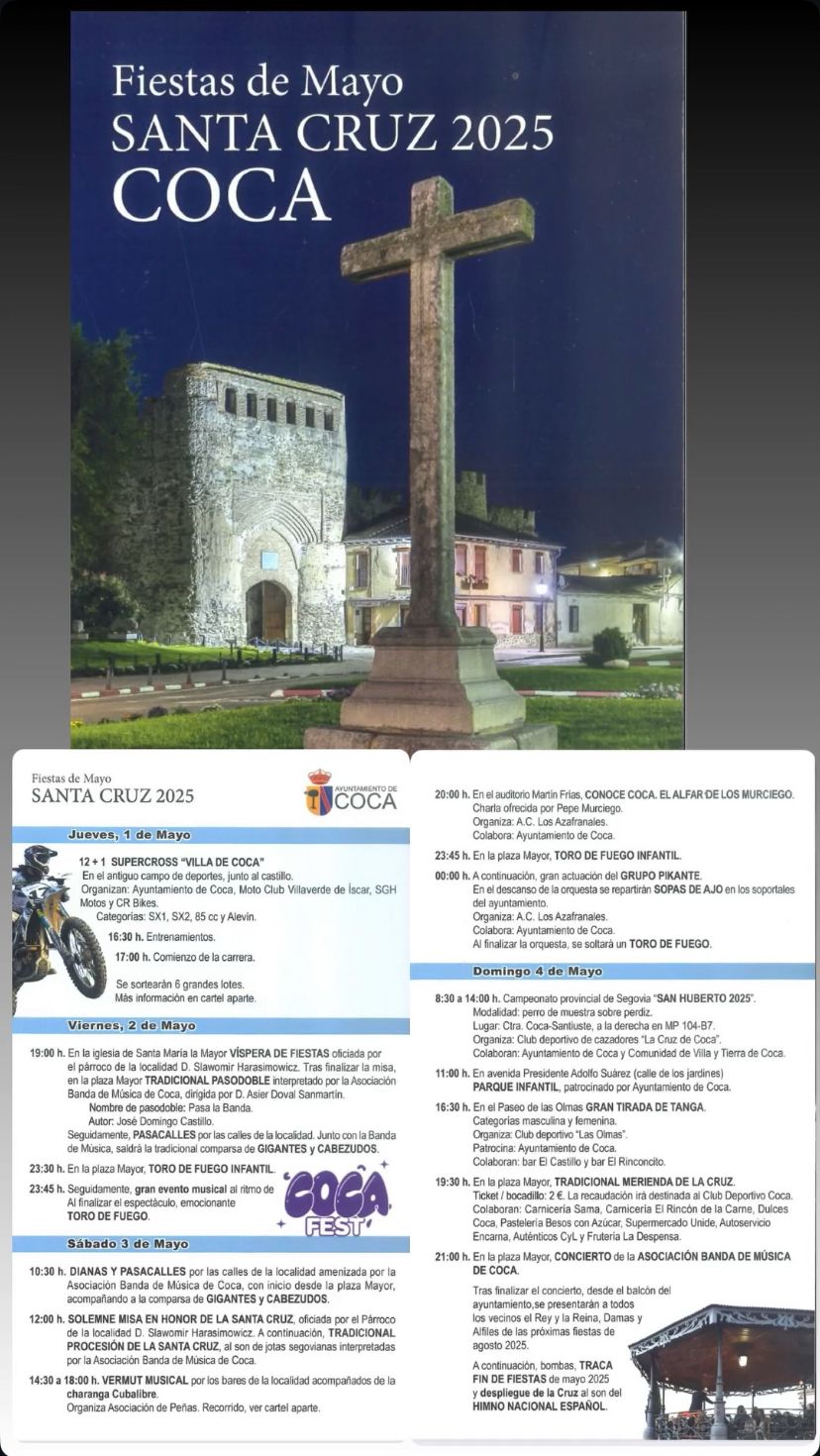 Fiestas de Mayo - Santa Cruz 2025 en Coca - Eventos de Segovia