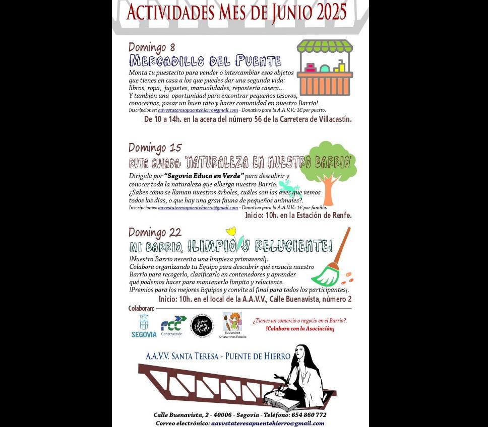 Actividades Junio 2025 AVVV.Sta. Teresa Puente Hierro - Eventos de Segovia